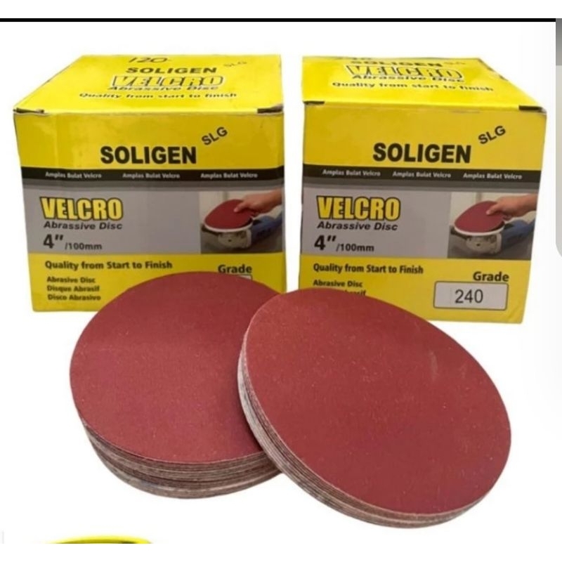 Jual Amplas bulat VELCRO amplas tempel SOLIGEN 4 INCH (per kotak 100 ...