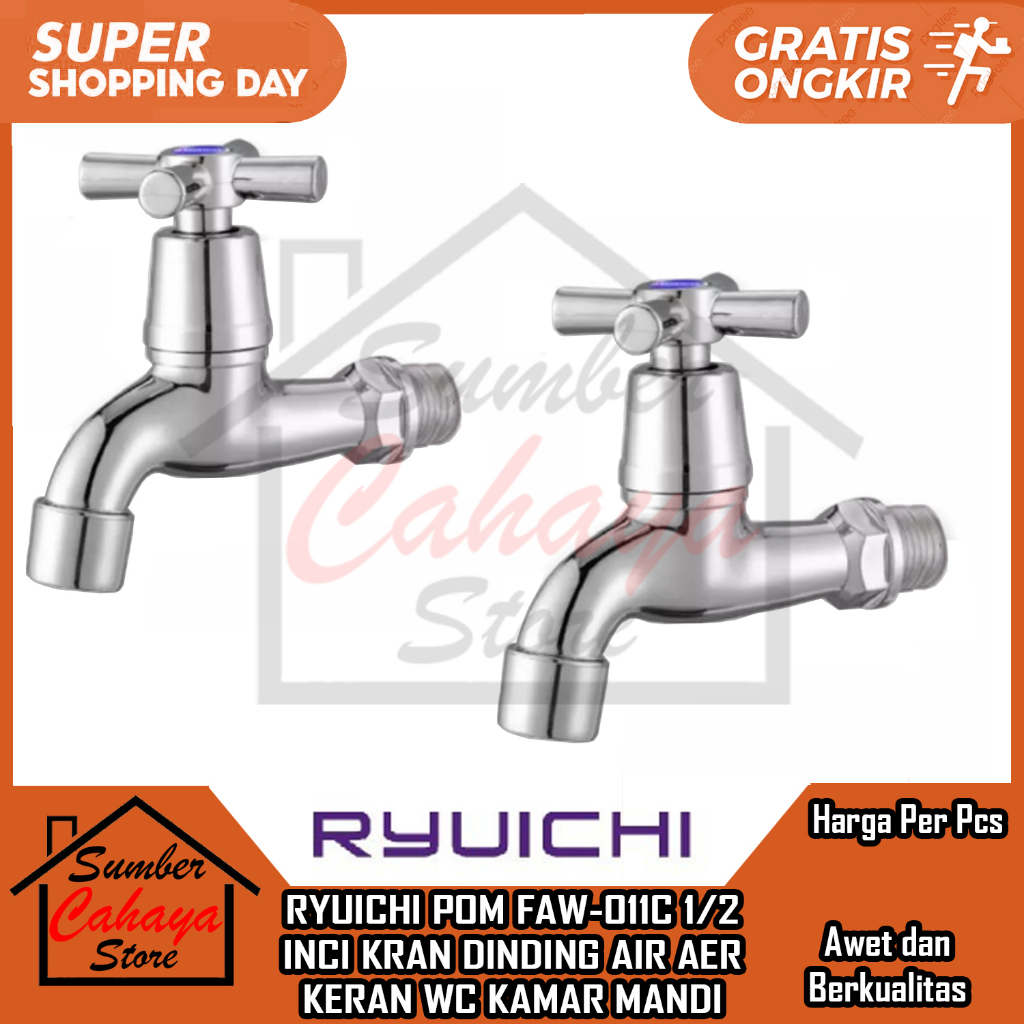 Jual RYUICHI FAW-011C 1/2 INCI RYU079 KRAN DINDING AIR AER KERAN WC ...