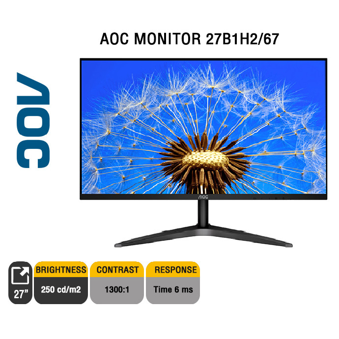 Jual MONITOR LED AOC 27B1H2 27" IPS 1080P FHD 100Hz VGA HDMI FLICKER ...