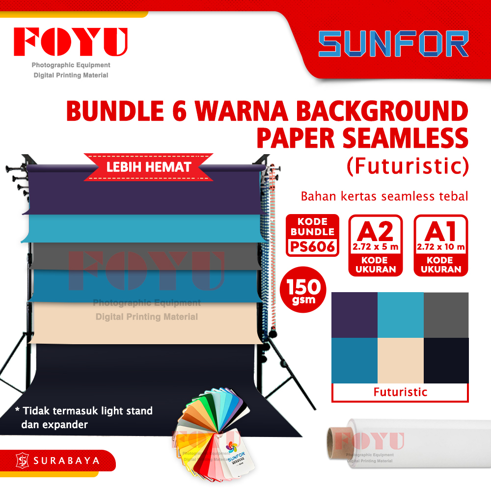Jual Bundle 6 Warna Background Backdrop Layar Studio Foto Video Paper Kertas Polos Seamless ...