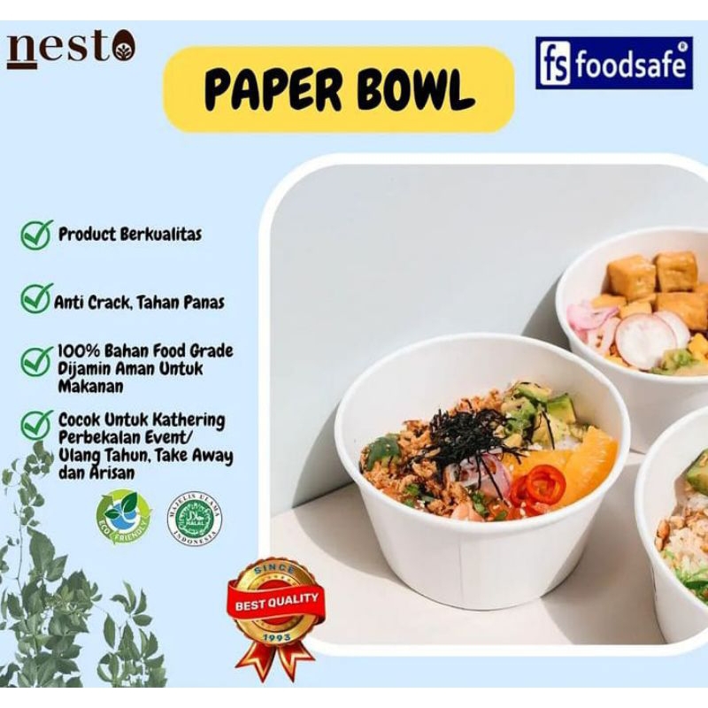 Jual Paper Bowl, Rice Bowl (1slop/25pcs) + Tutup, 500ml, 650ml, 800ml ...