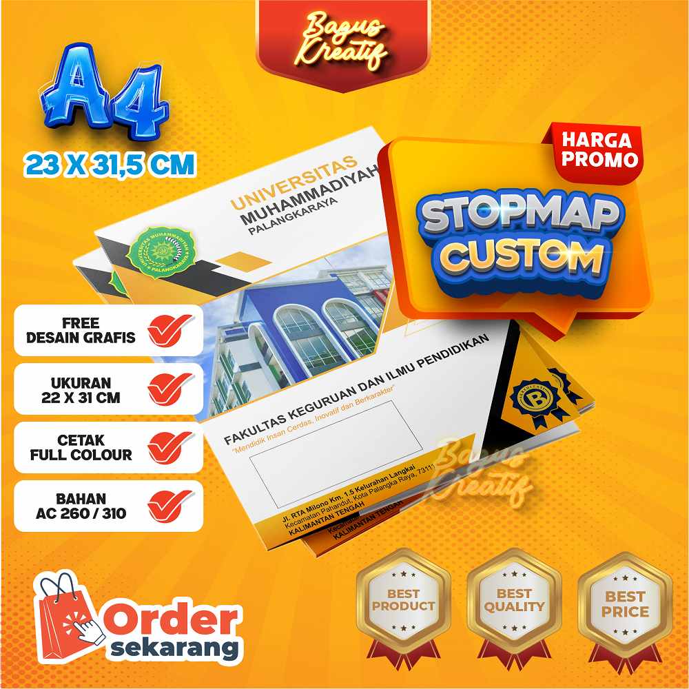 Jual Stopmap Custom Ukuran A4 Kertas Tebal Hasil Mximal / Map A4 / Map ...