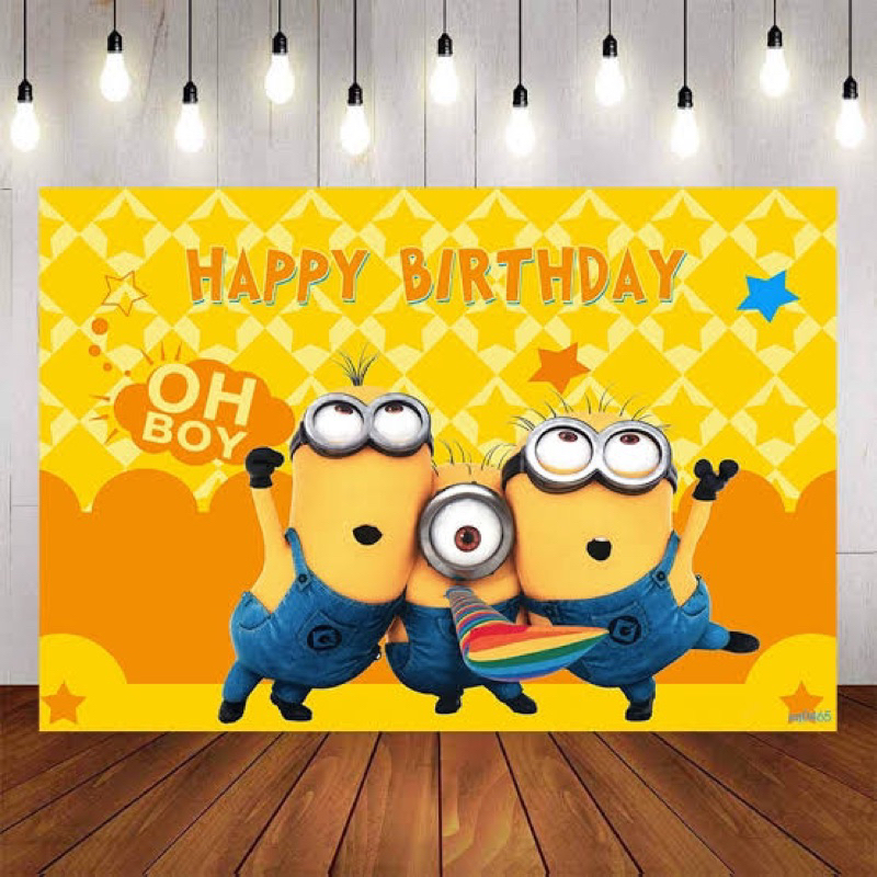 Jual Banner Spanduk Minion Premium backdrop ultah dekorasi ulang tahun ...