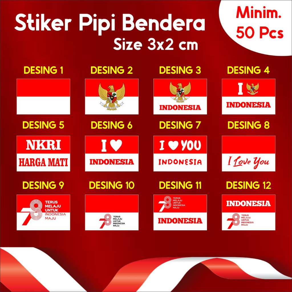 Jual STICKER STIKER PIPI BENDERA MERAH PUTIH STIKER HUT RI Sticker Pipi ...
