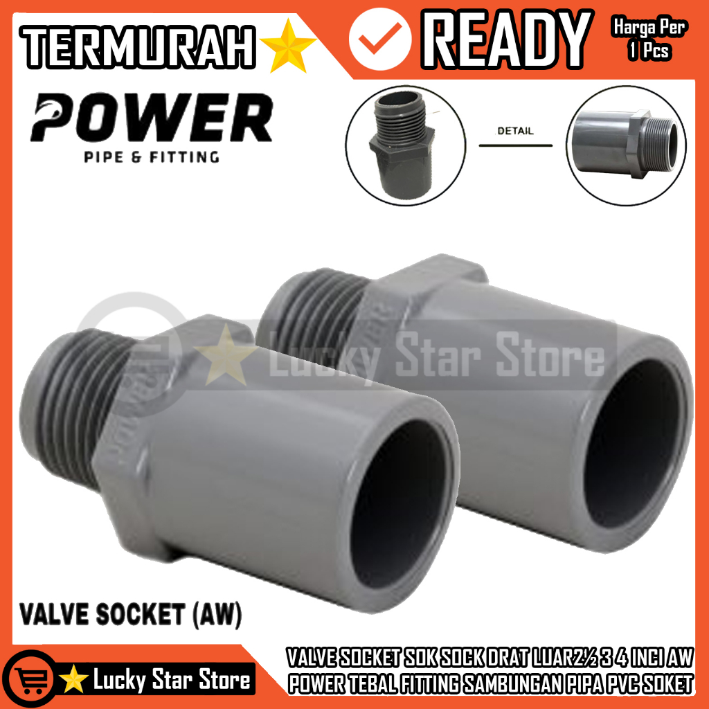 Jual VALVE SOCKET SOK SOCK DRAT 2½ 3 4 INCI LUAR INCHI AW POWER TEBAL ...