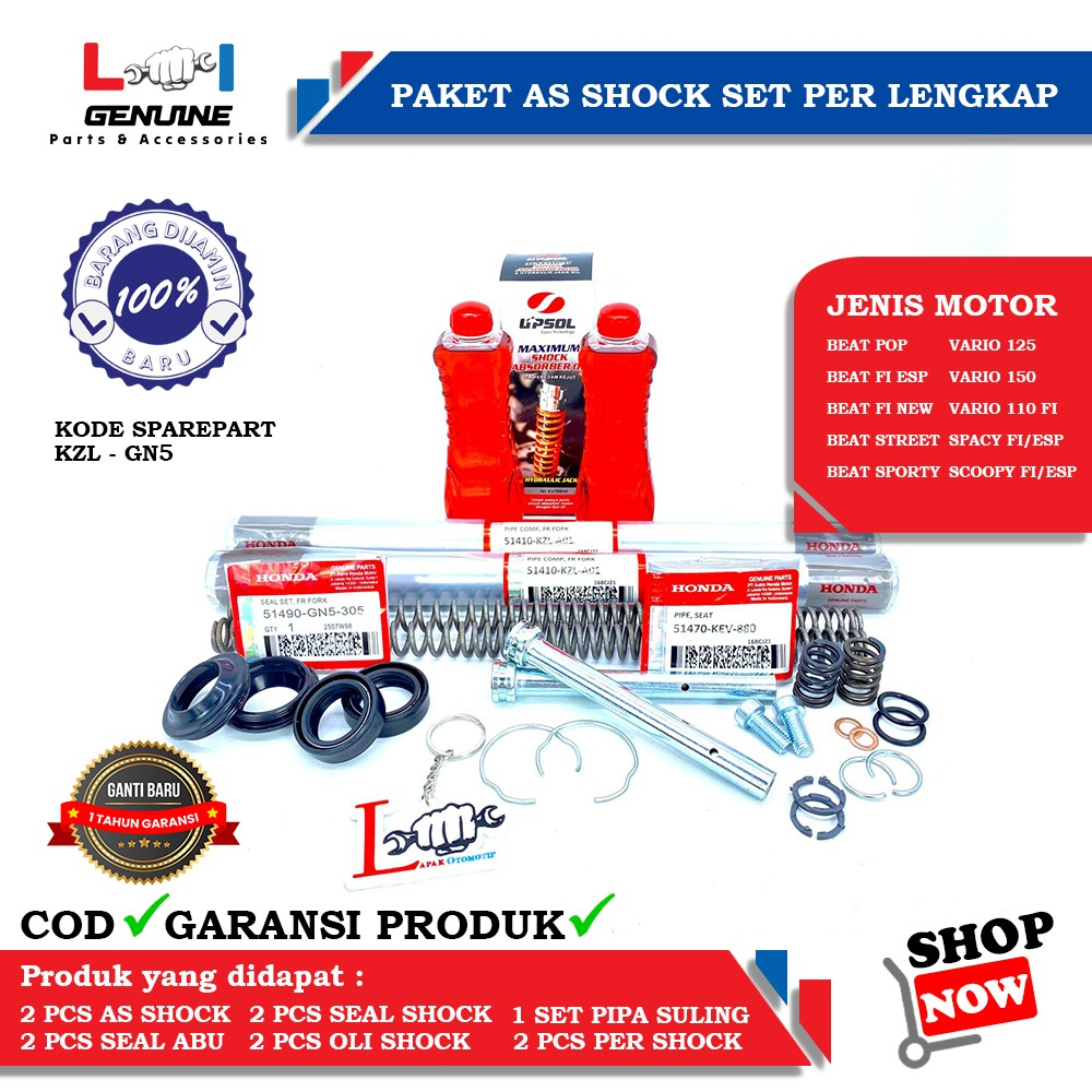 Jual -LOI- PAKET AS SHOCK DEPAN SET PER DAN SULING SHOCK DEPAN BEAT FI ...