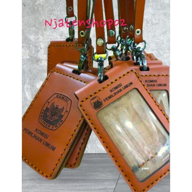 Jual Lanyard KPU kulit/tempat id card KPU kulit Asli | Shopee Indonesia