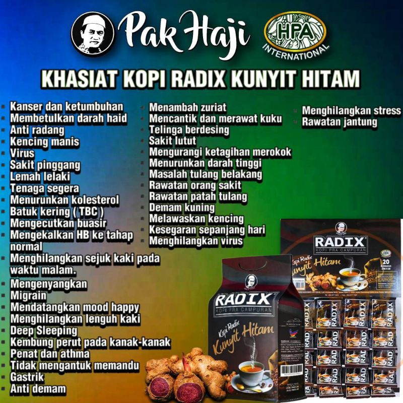Jual KOPI RADIX KUNYIT HITAM ORIGINAL HPA PAK HAJI | Shopee Indonesia
