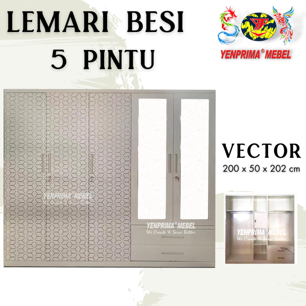 Jual Lemari Besi 5 Pintu Vector / Lemari Besi Putih / Lemari 5 Pintu ...