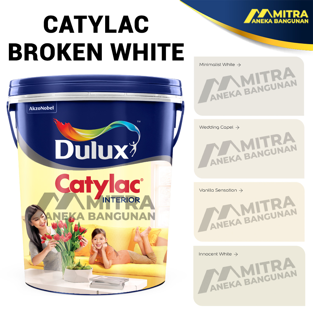 Jual CAT TEMBOK DULUX CATYLAC INTERIOR 5 KG / BROKEN WHITE PUTIH ...