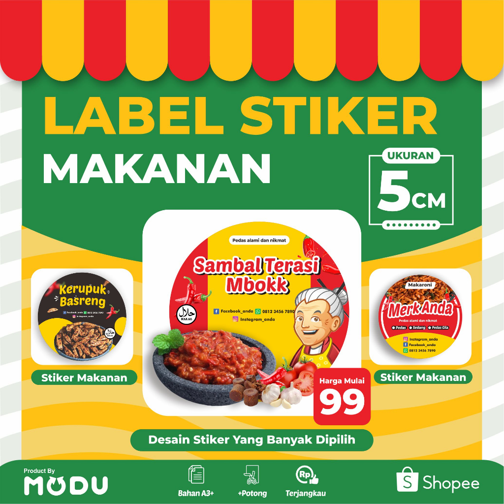 Jual STIKER LABEL 5CM MAKANAN/SNACK/CATERING/KUE & KOTAK BOX | Shopee ...