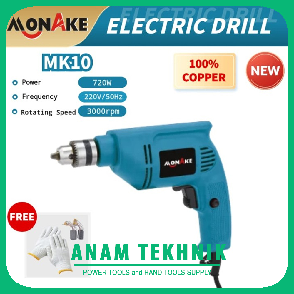 Jual MONAKE Mesin Bor Listrik Impact Drill 10mm Bolak Balik Electric ...