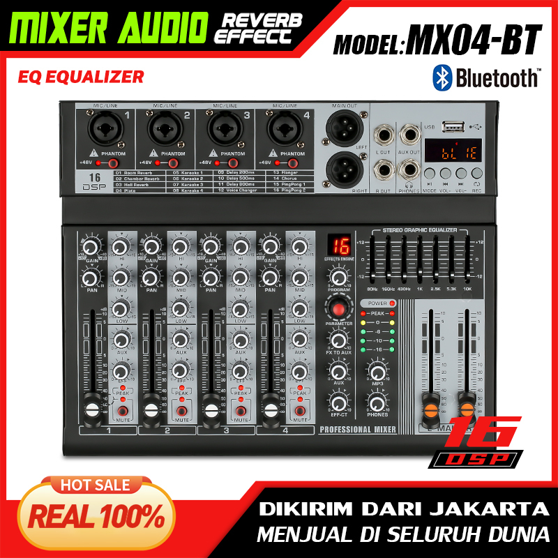 Jual NEW BAXS [Asli] MX04BT mixer profesional 4-channel built-in EQ ...