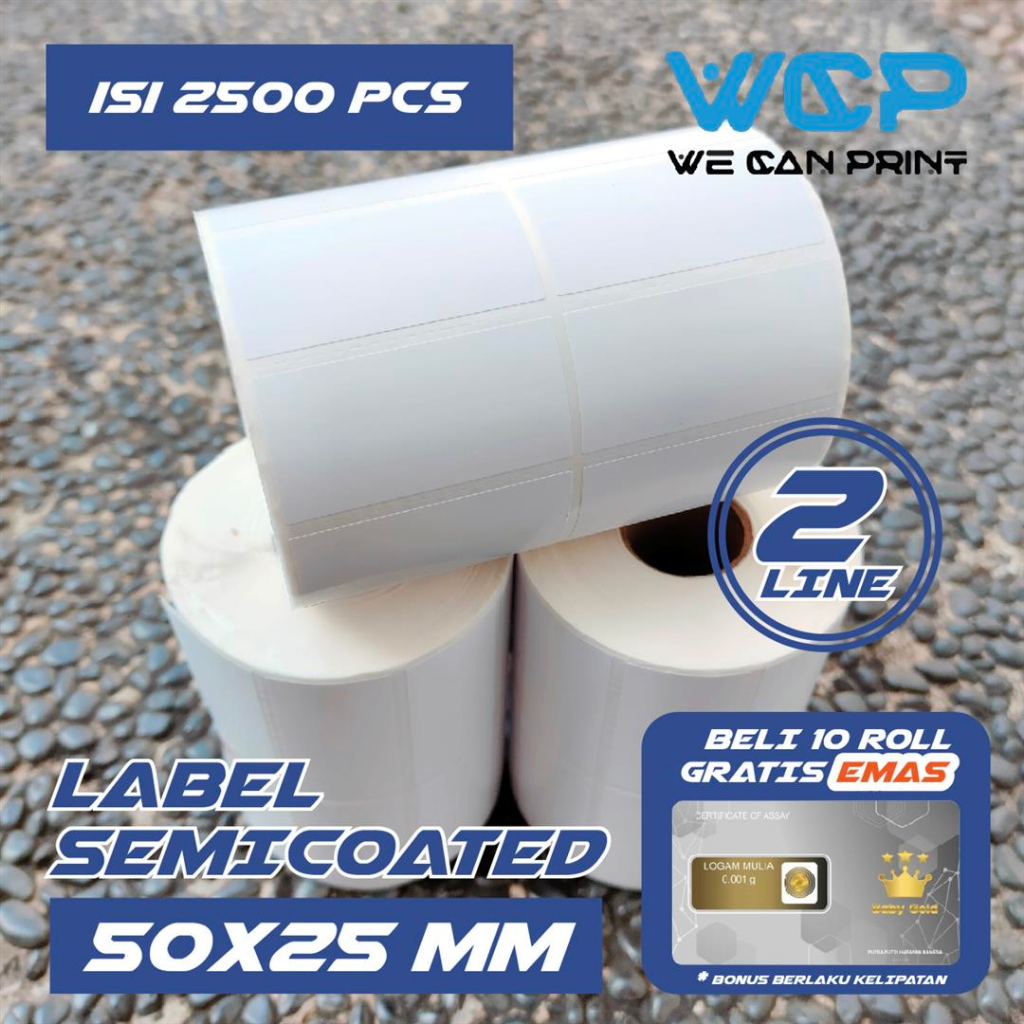 Jual Label Semicoated 50X25 2 Line Kertas Sticker Label Barcode 50 x 25 mm isi 2500 PCS | Shopee ...