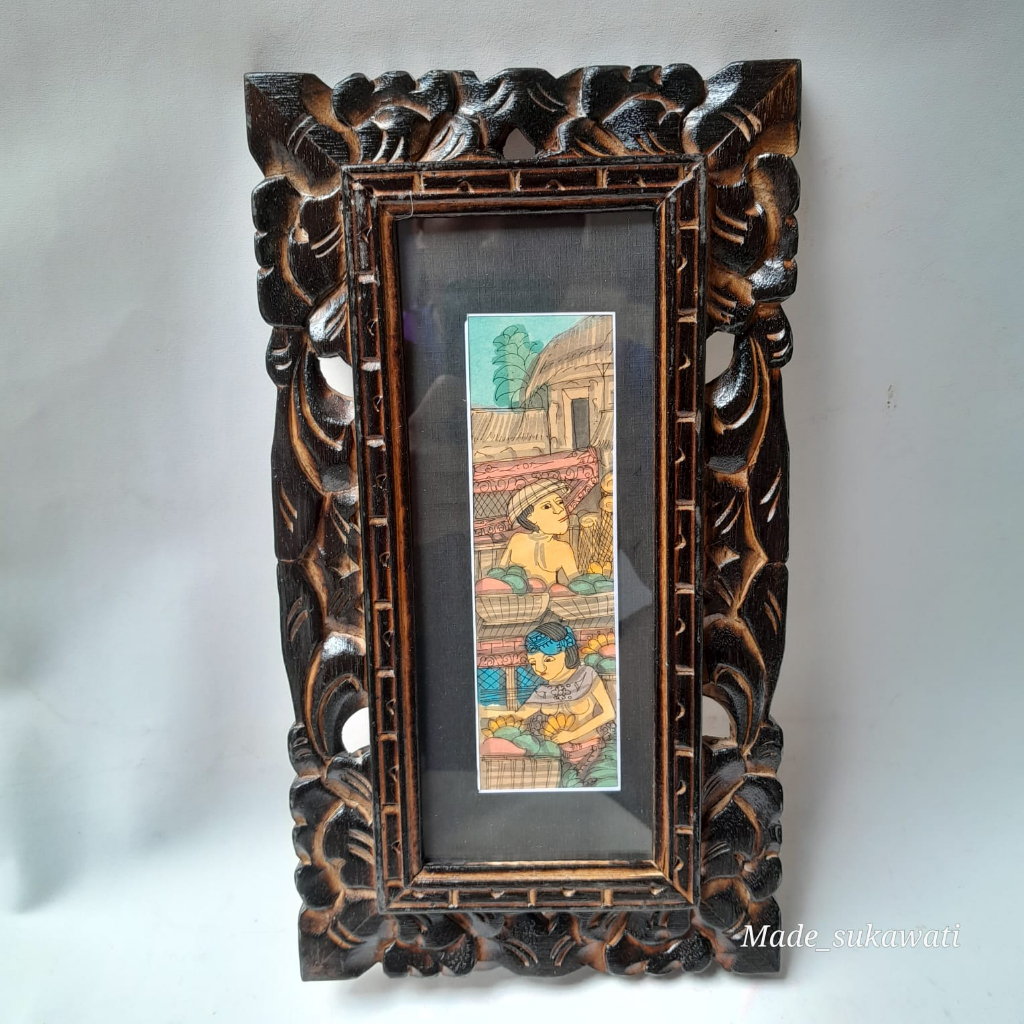 Jual Hiasan dinding lukisan bali dengan bingkai ukiran kayu lapis kaca ...