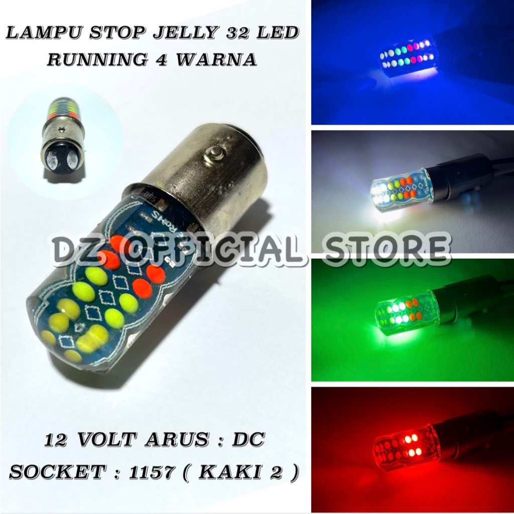 Jual PROMO LAMPU STOP REM JELLY 4 WARNA 32 MATA LED 2 MODE RUNNING DAN ...