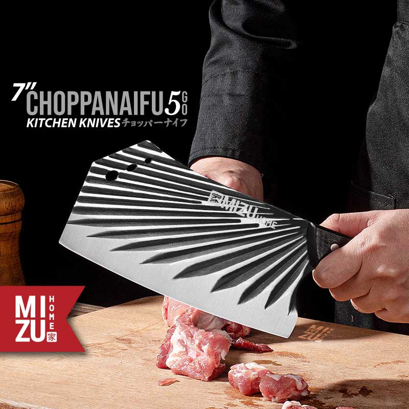 Jual MIZU CHOPPANAIFU-GO Kitchen Knives 7" Meat Cleaver Vegetable ...