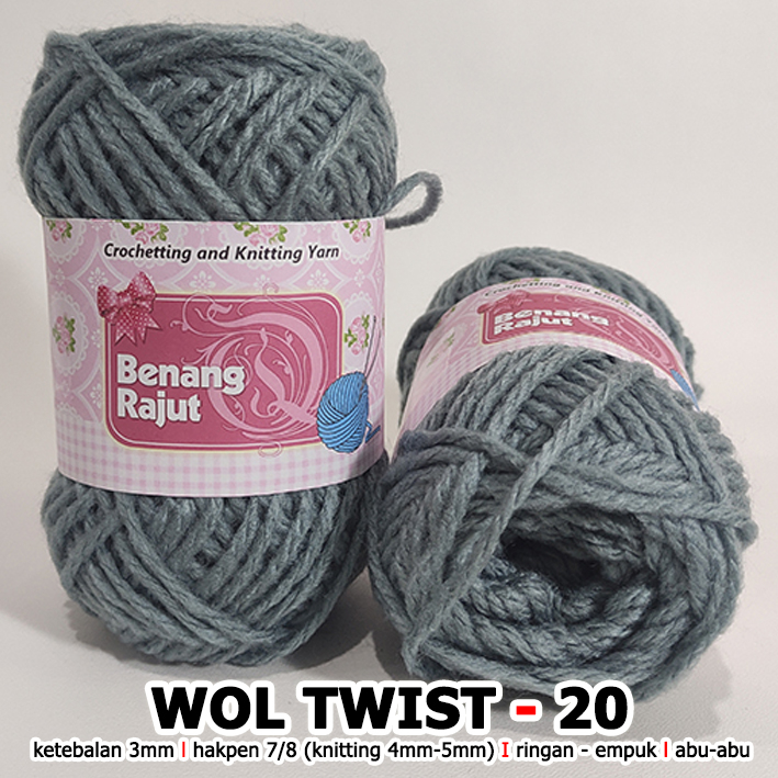 Jual BENANG RAJUT WOL TWIST 20 ABU ABU TOKO BENANG RAJUT yani_brq ...