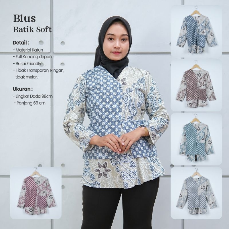 Jual Blus Batik Soft Lengan Panjang - Wahyu Kembar | Shopee Indonesia