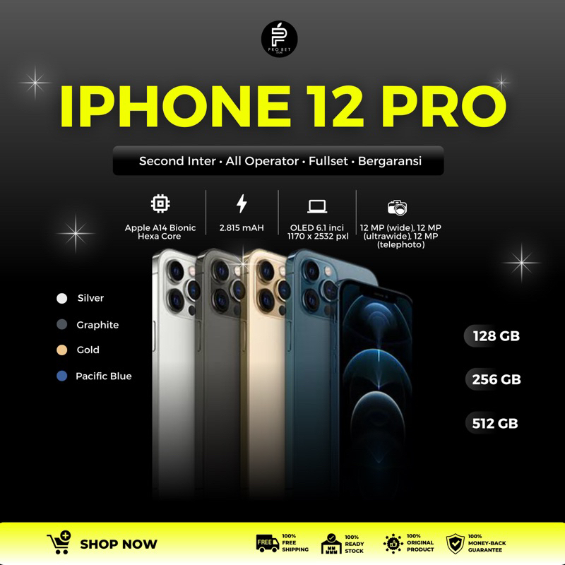 Jual IPHONE SECOND 12 PRO 128GB / 256GB / 512GB FULLSET LIKE NEW | Shopee Indonesia