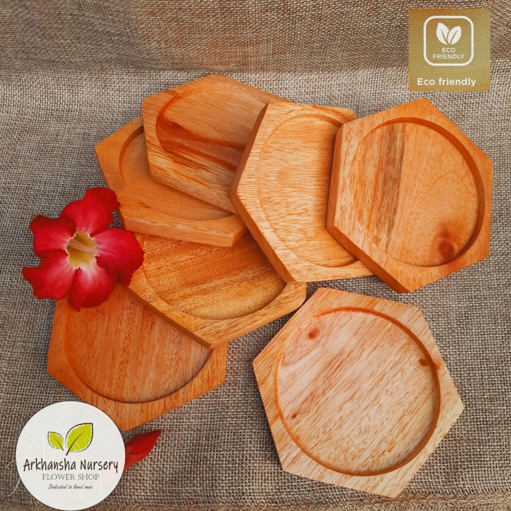 Jual Tatakan gelas,Coaster hexagonal,coaster kayu segi enam UK 9cm ...