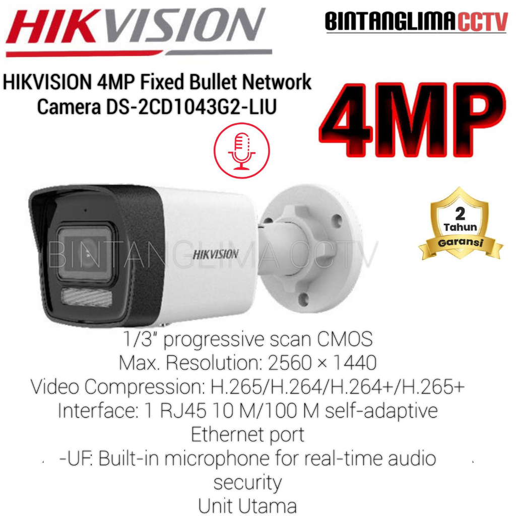 Jual HIKVISION DS-2CD1043G2-LIU 4MP SMART DUAL LIGHT FIXED BULLET CAMERA | Shopee Indonesia