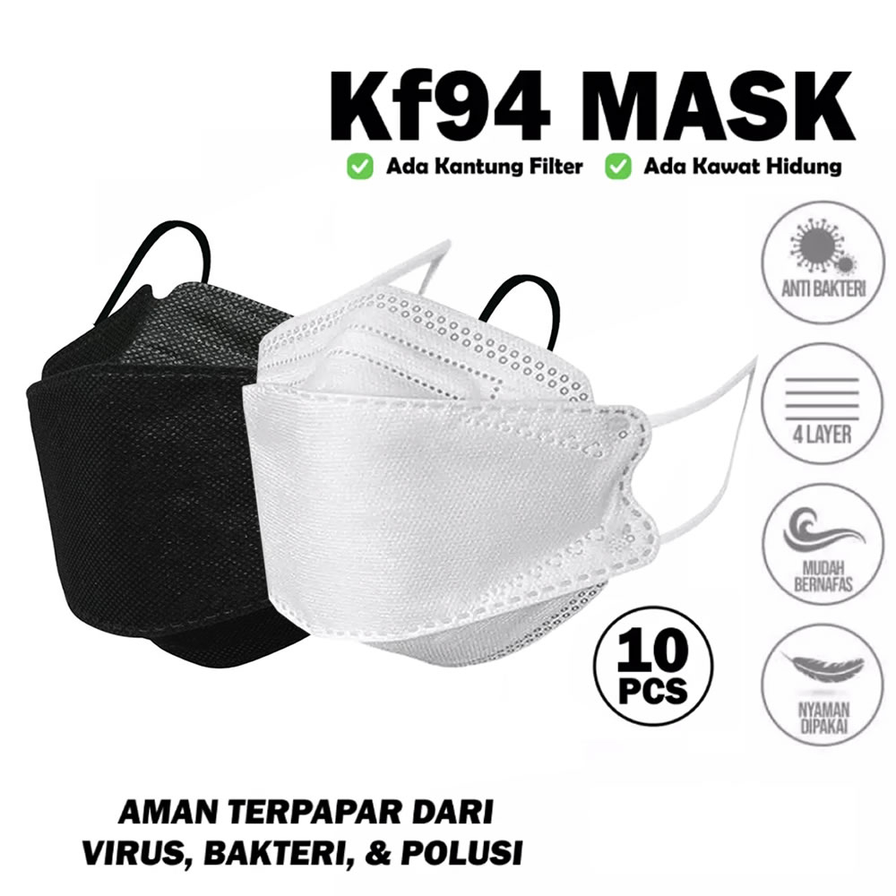 Jual Masker KF94 4 Ply 1 Pack Isi 10 Pcs Disposable Face Mask Kesehatan Korea Kpop 4Ply | Shopee ...