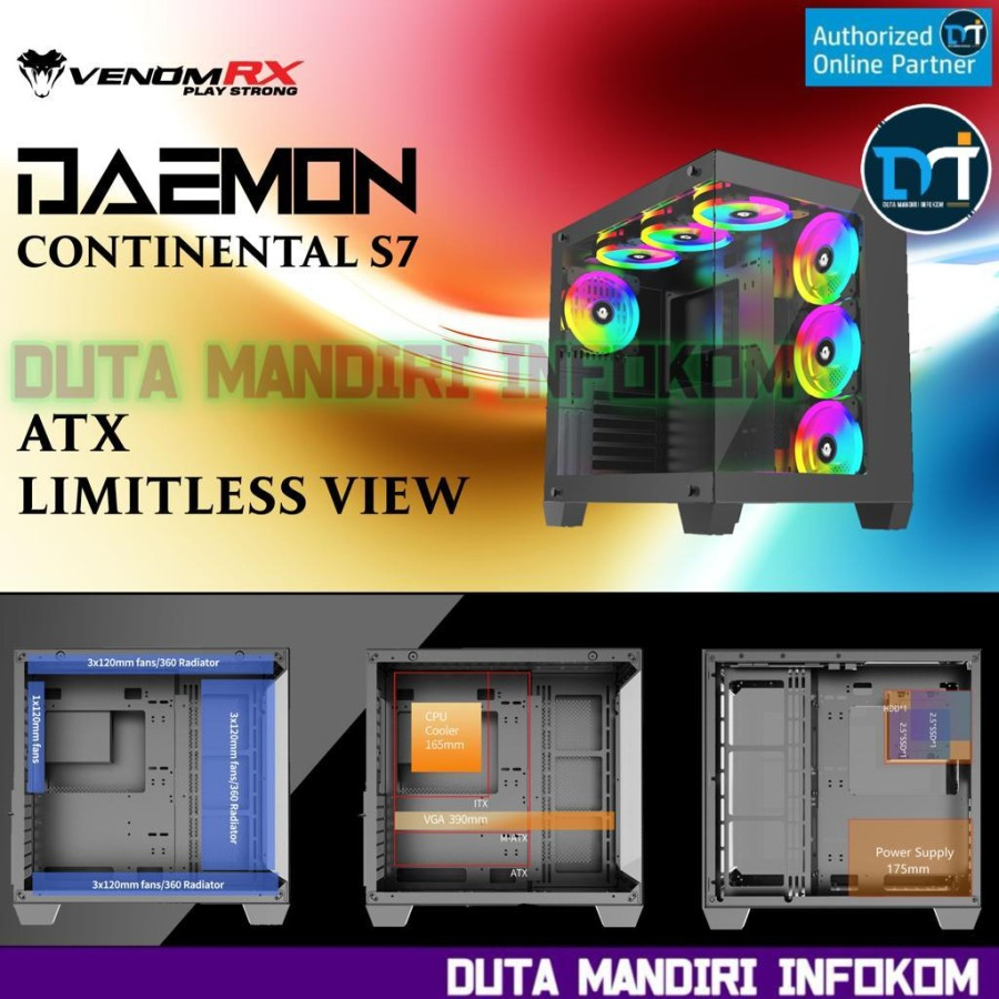 Jual VenomRX DAEMON CONTINENTAL S7 Tempered Glass Mid-Tower ATX Gaming ...