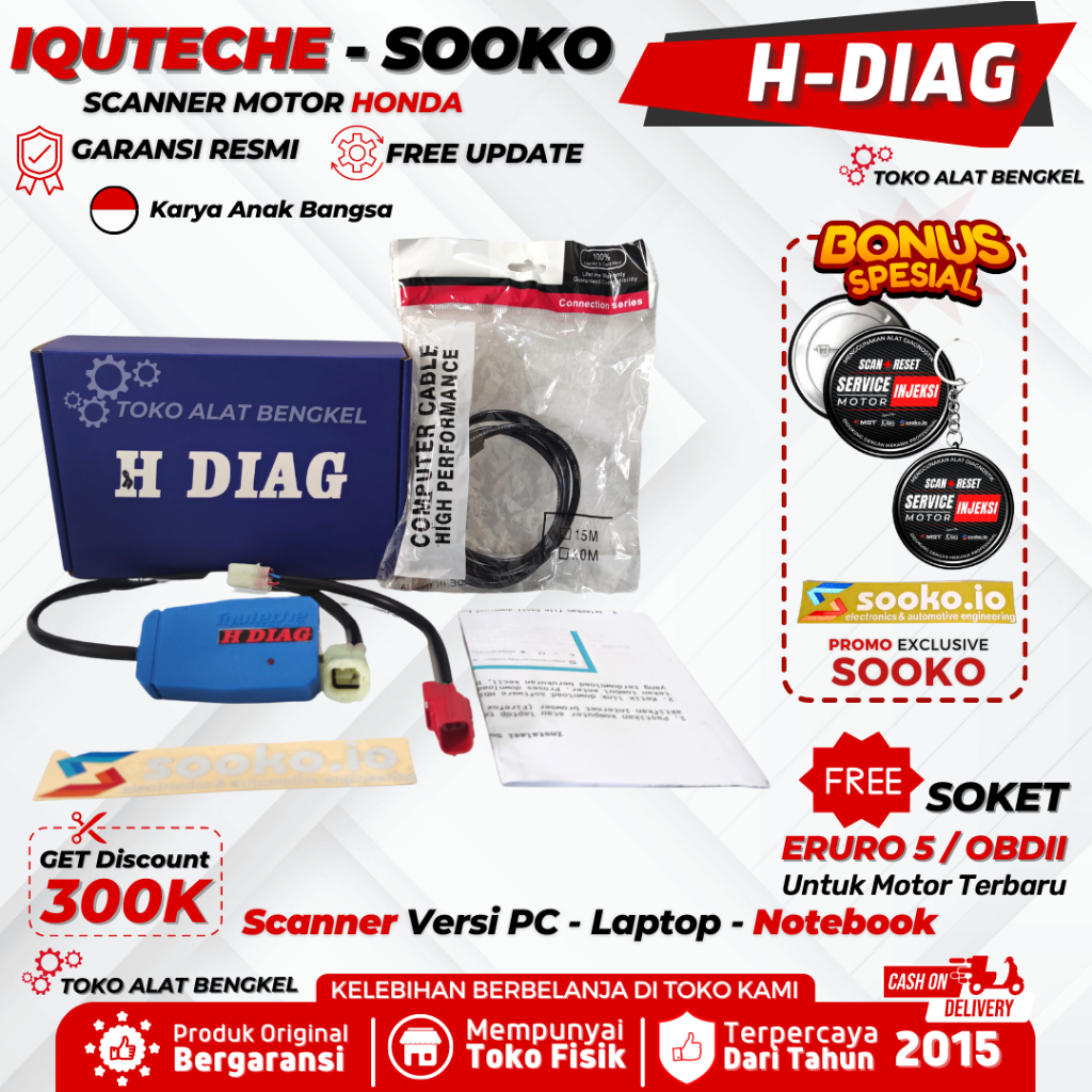 Jual Scanner Motor Injeksi HONDA IQUTECHE H-DIAG Diagnostik Tool SOOKO ...