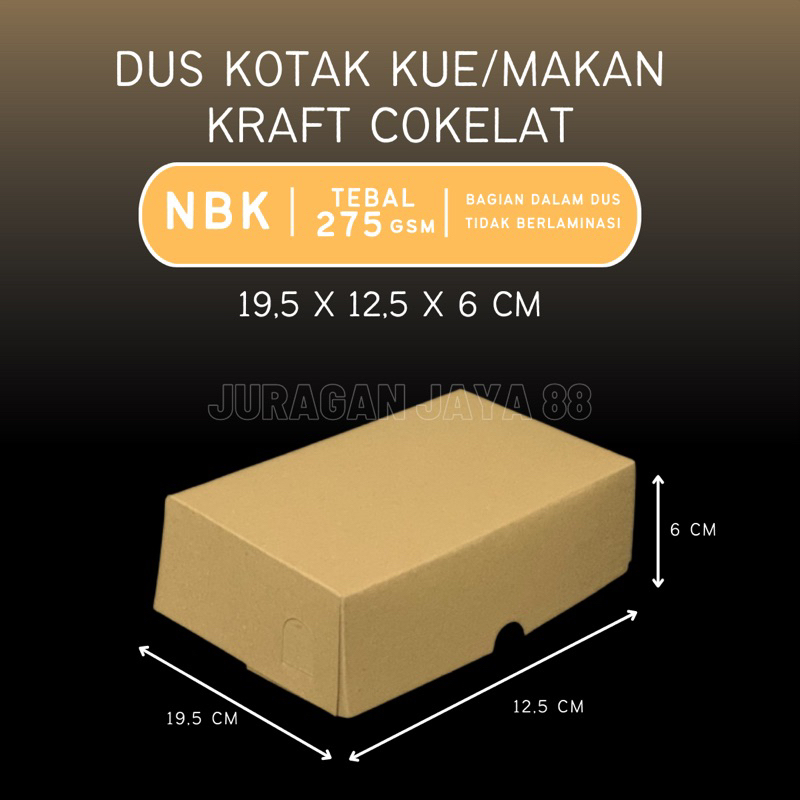 Jual Dus Kue / Kotak Makan Nasi NBK 19,5cm x 12,5cm x 6cm Kraft Cokelat ...