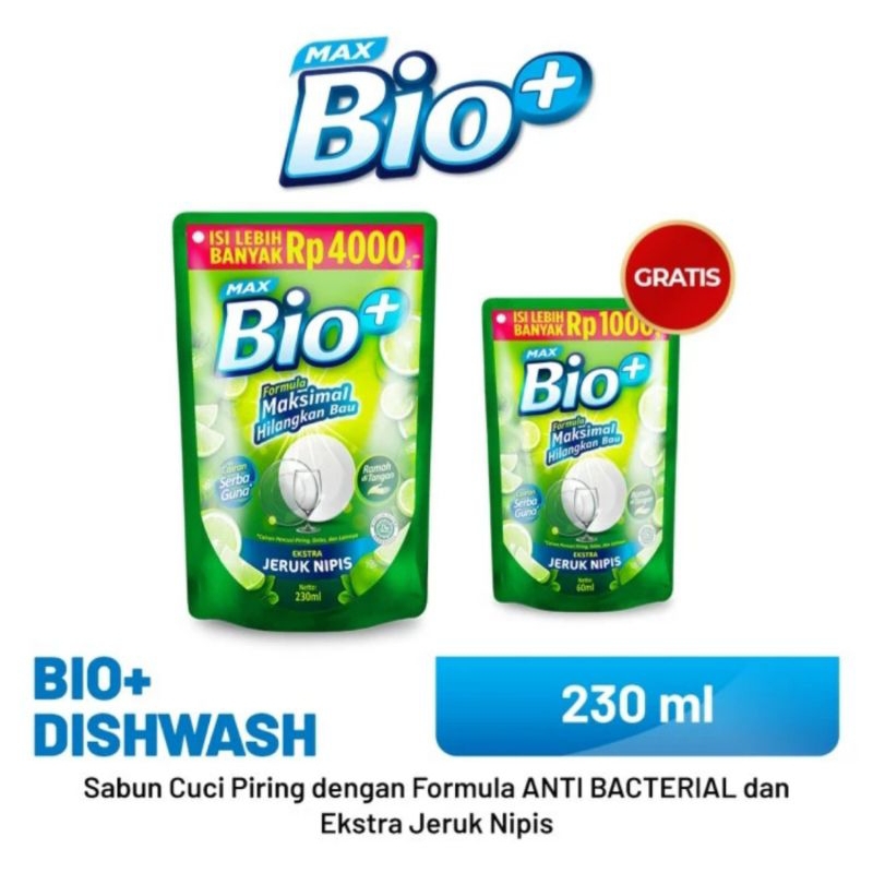 Jual Bio+ Sabun Cuci Piring Jeruk Nipis Anti Bakteri Pouch 230ml ...