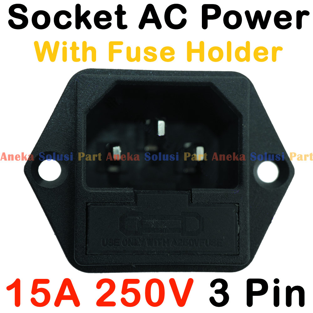 Jual Socket AC Power 2in1 + Fuse Folder Soket Outlet Inlet Box 15A 250V ...