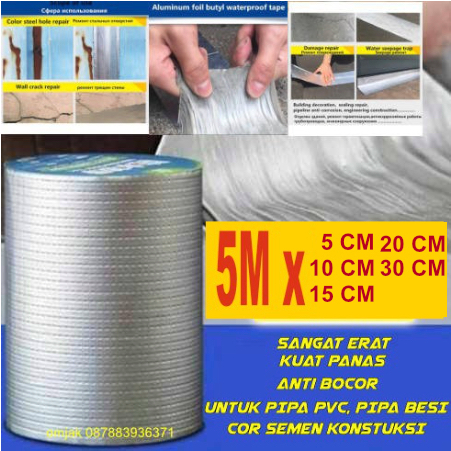 Jual Lakban ANTI BOCOR Aluminum Foil tape Waterproof atap besi 5 m x 5-30 cm | Shopee Indonesia