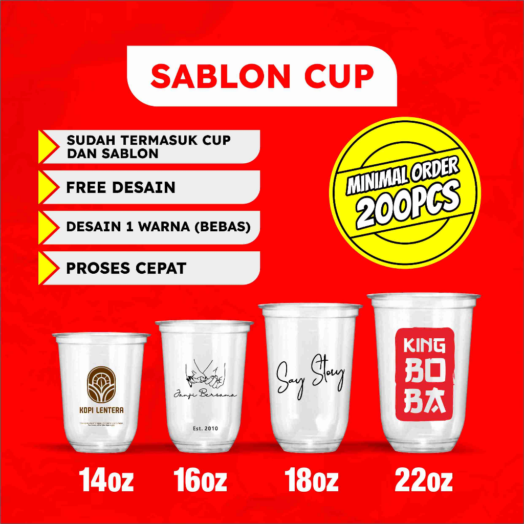 Jual Sablon Cup Gelas Custom 14oz 16oz 18oz 22oz Oval Murah Free Desain ...
