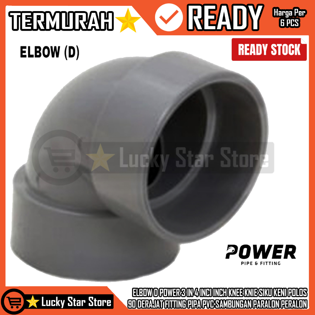 Jual ELBOW D POWER AW 3 IN 4 INCI INCHI INCH PER 6 PCS KNEE KNIE SIKU KENI POLOS 90 DERAJAT ...