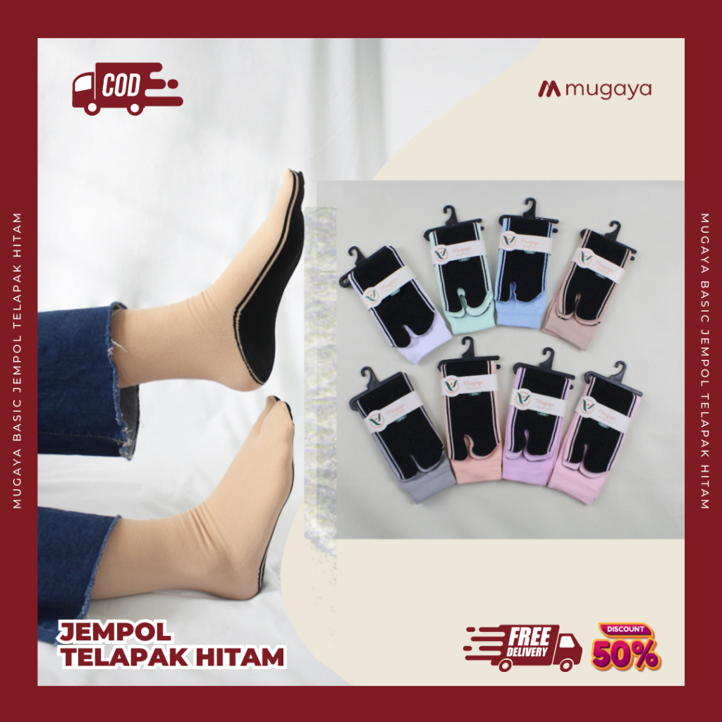 Jual MUGAYA Kaos Kaki Jempol Telapak Hitam L Muslimah Bahan Nylon Anti ...