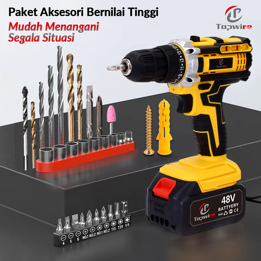 Jual Impact Bor Tanpa Kabel Set Bor Listrik Tanpa Kabel Dengan Fungsi Kejut, Kecepatan Variabel ...