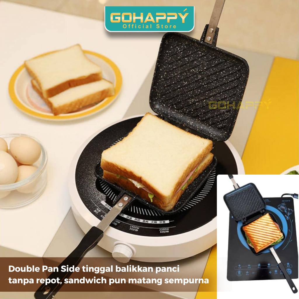 Jual GOHAPPY ALAT PEMBUAT Roti Sandwich Panini Maker Anti lengket ...