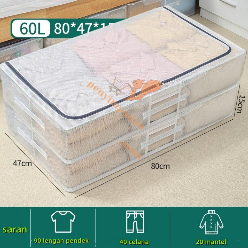 Jual kotak penyimpanan storage box organizer liters frame baja Double Zipper Large Box Kotak ...