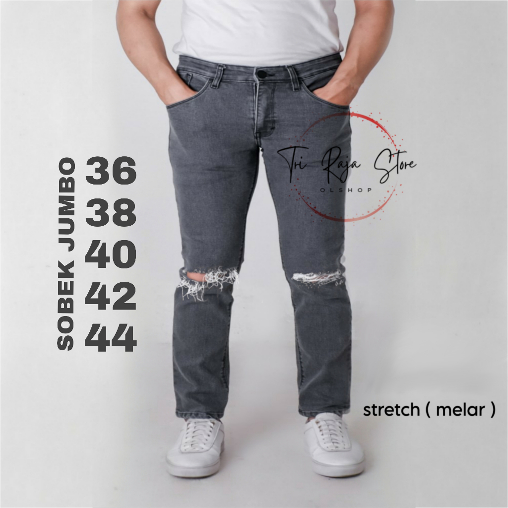 Jual SOBEK JUMBO 35-44 BIG SIZE CELANA JEANS SOBEK PRIA JUMBO CELANA ...