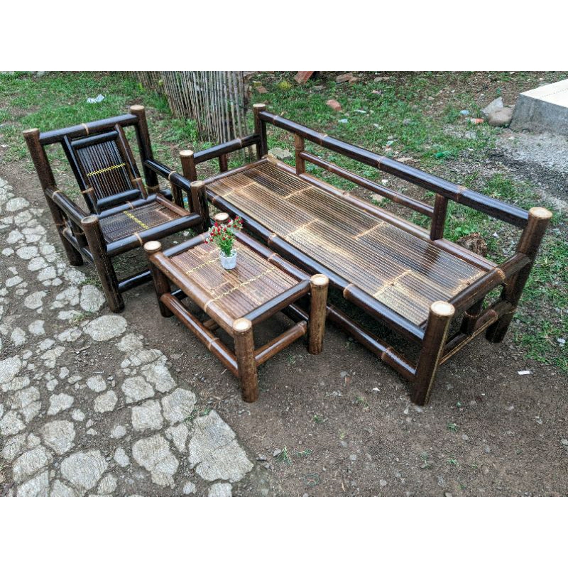 Jual Bale Bambu Hitam/ kursi set/kursi Bambu pilihan | Shopee Indonesia