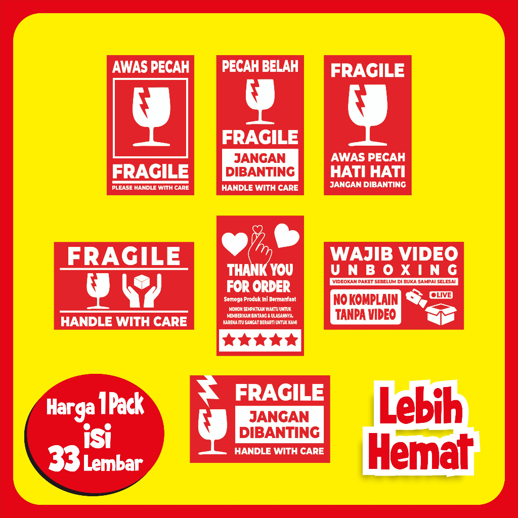 Jual Stiker fragile Makanan Barang Pecah Belah | Shopee Indonesia