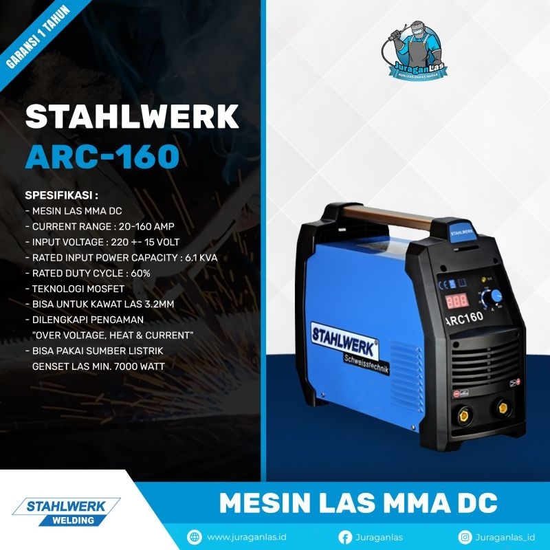 Jual Mesin Las Arc 160 Mesin Las Stahlwerk DC MMA Electroda 160A | Shopee Indonesia