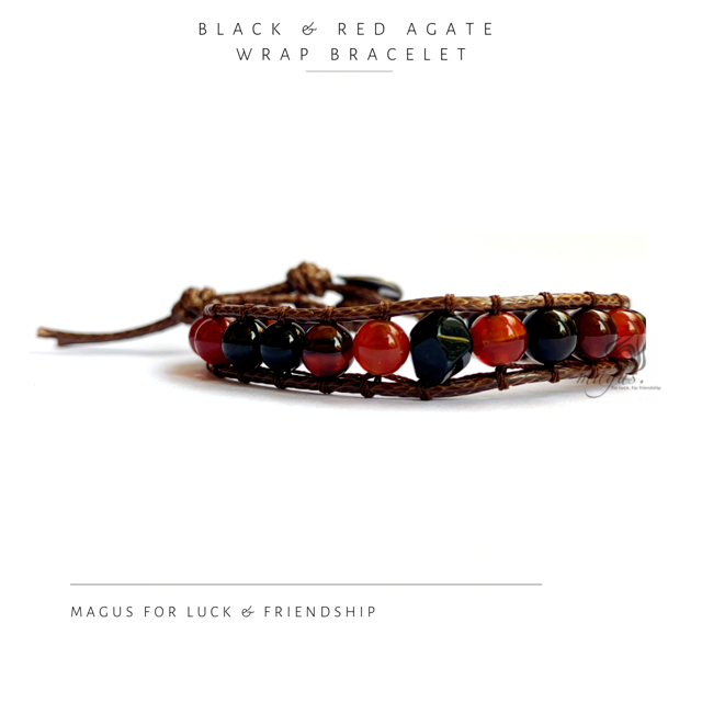 Jual gelang batu alam asli jenis agate merah & hitam model lilit ...