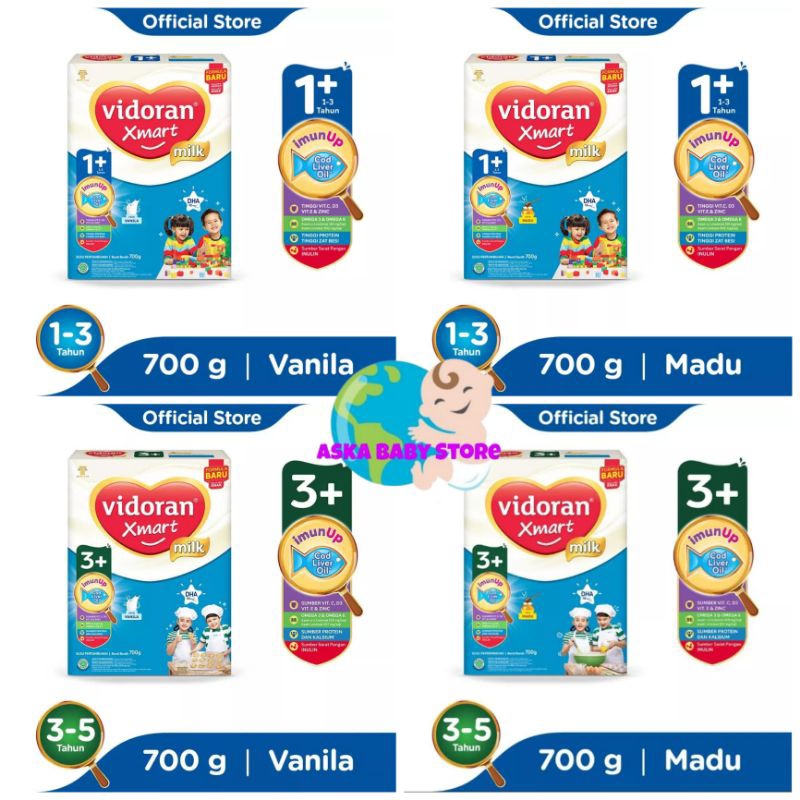 Jual Susu Vidoran Xmart 1+ 3+ Madu Vanila 700g All Variant / Vidorant ...