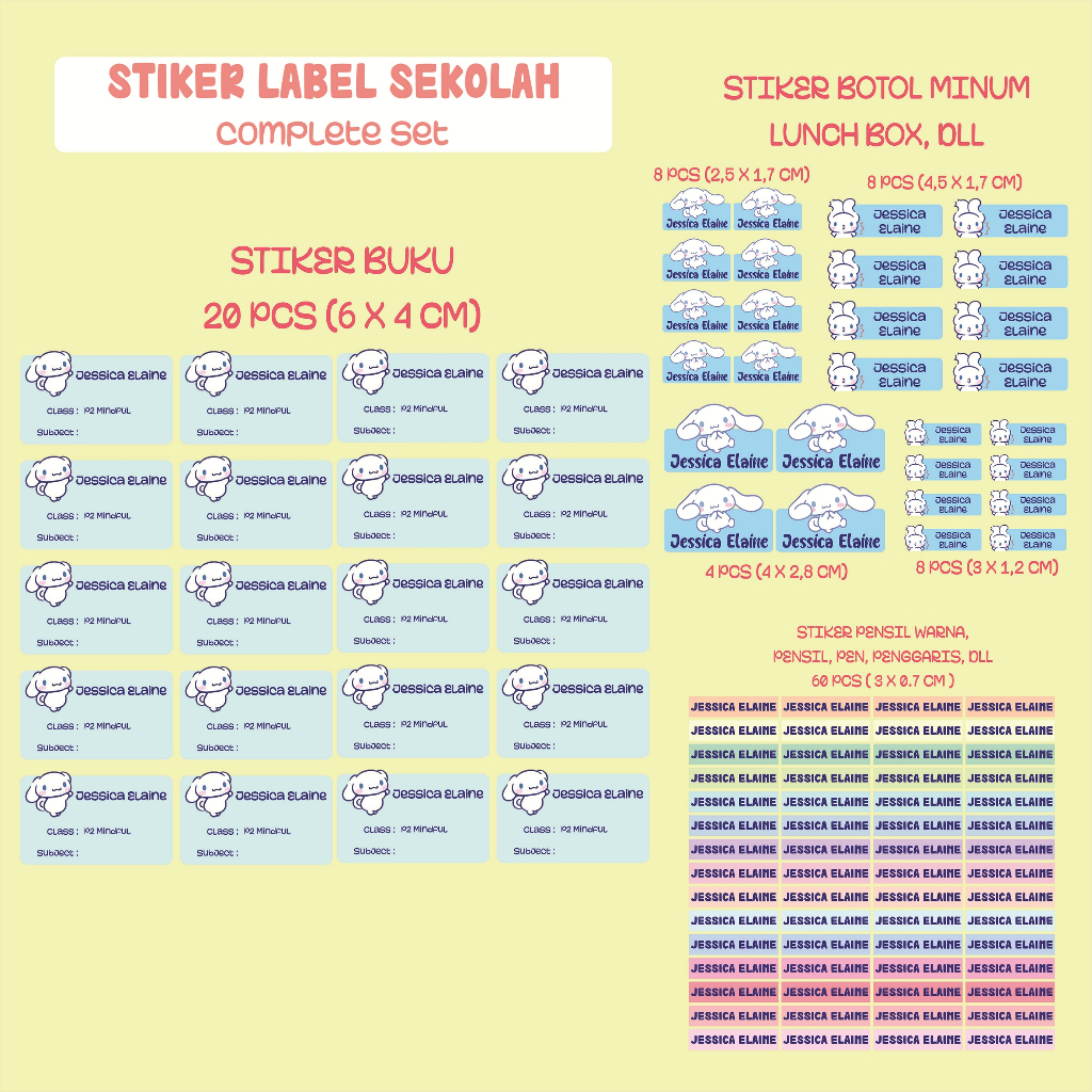Jual STIKER SEKOLAH COMPLETE SET I STIKER LABEL NAMA I STIKER BUKU ANAK ...