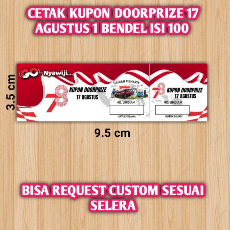 Jual CETAK KUPON DOORPRIZE 17 AGUSTUS MURAH 100 pcs per Bendel | Shopee ...