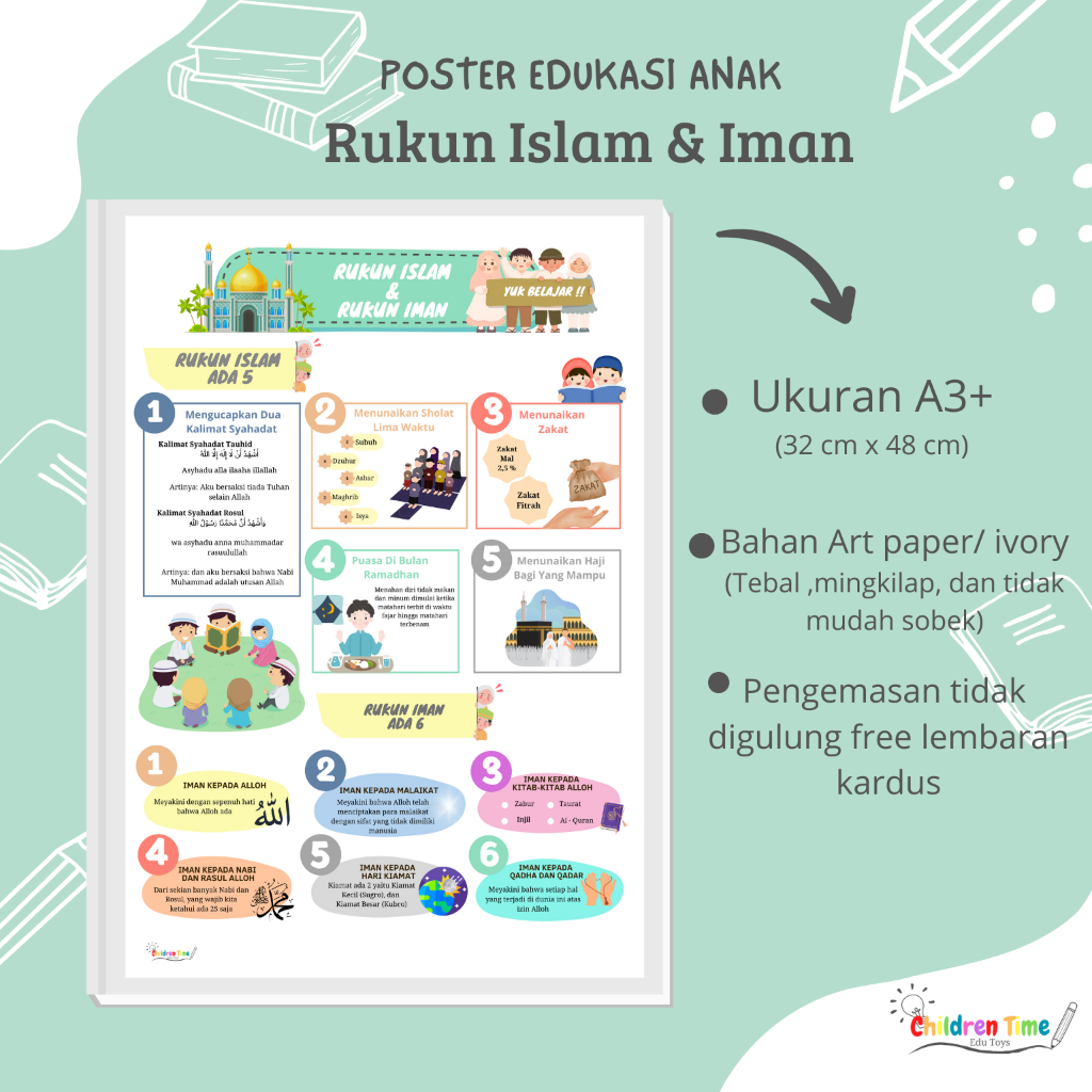 Jual POSTER EDUKASI RUKUN ISLAM & IMAN | Shopee Indonesia