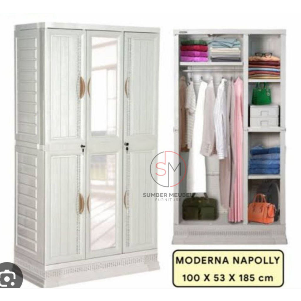 Jual LEMARI MODERNA NAPOLLY 3 PINTU | Shopee Indonesia