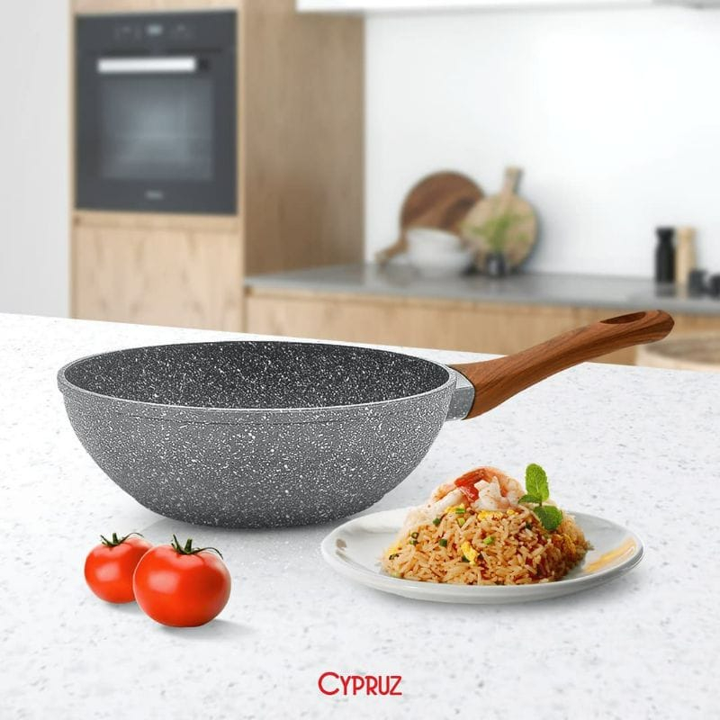 Jual Cypruz Fry Wok Grey Marble Series Marble Induksi Anti Lengket | Shopee Indonesia